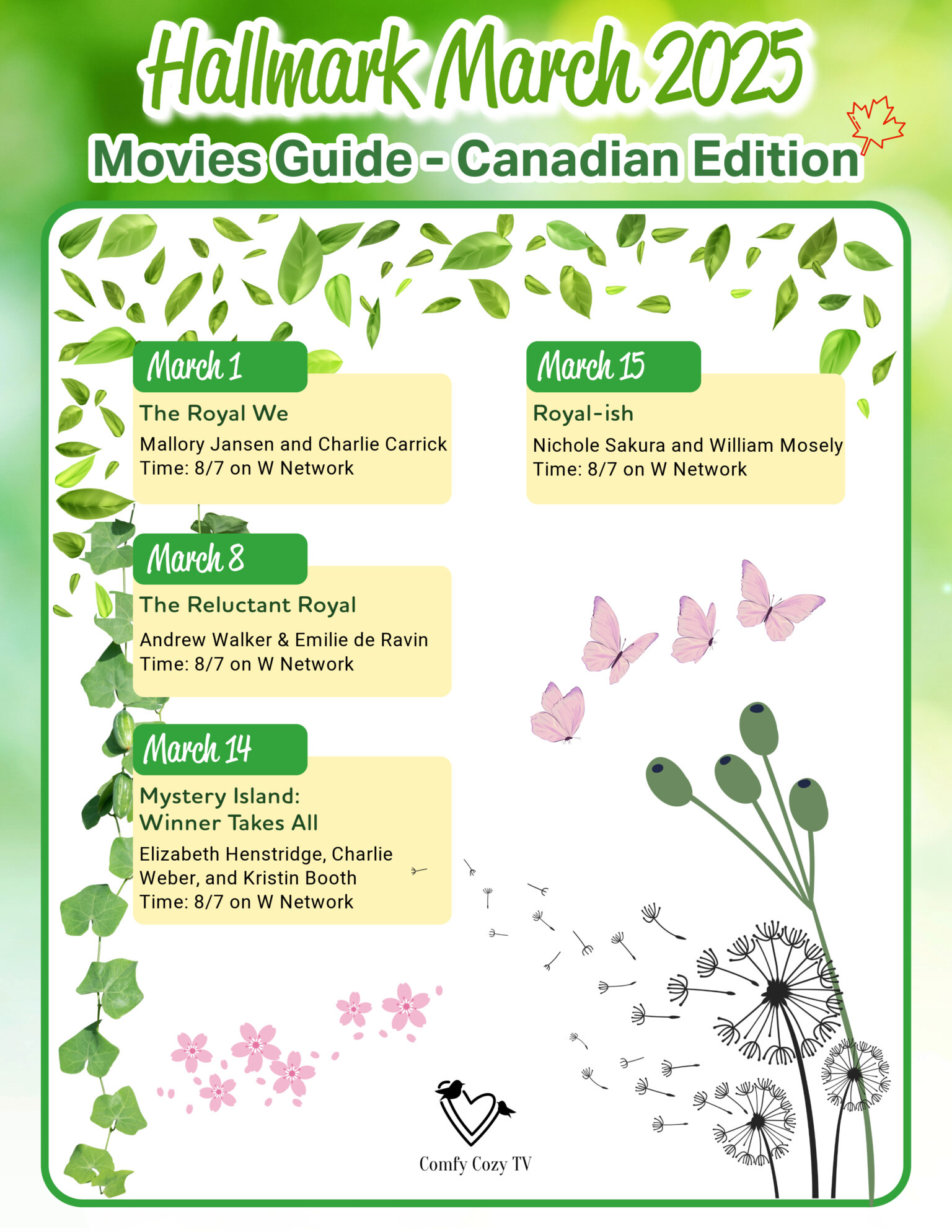 Hallmark Movies March 2025 - What is Playing in Canada? (With Printable ...